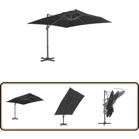 Parasol de jardin en porte-à-faux et poteau en aluminium - Parasol De ...