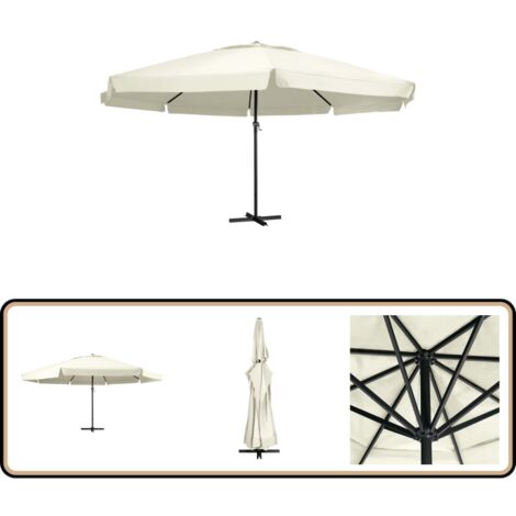 Parasol de jardin avec mât en aluminium 600 cm Blanc sable - Parasol De ...
