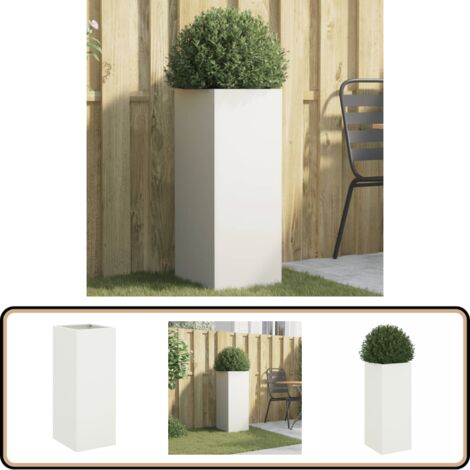 Jardinière blanc 32x29x75 cm acier - Jardinier - Pot De Fleurs - Balcon ...