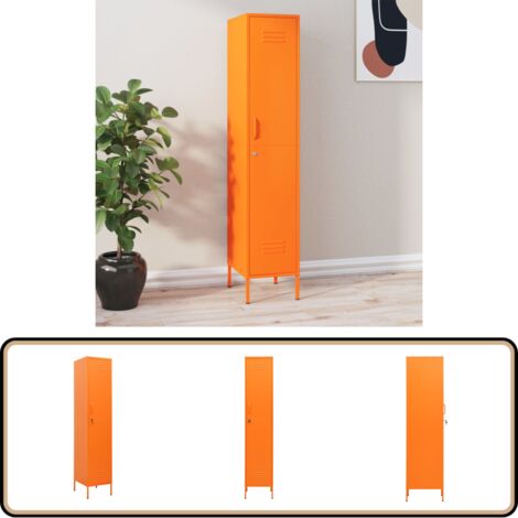 Armoire à casiers Orange 35x46x180 cm Acier - Meuble De Rangement ...