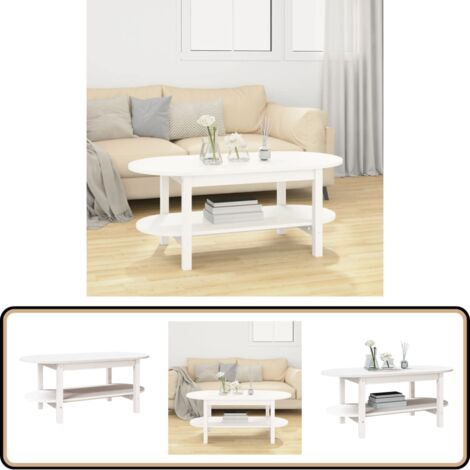 Table basse Blanc 110x55x45 cm Bois massif de pin - Table Basse - Meuble Salon - Table D'appoint ...