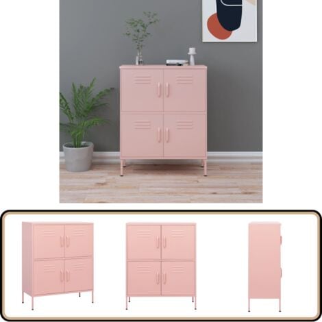 Armoire de rangement Rose 80x35x101,5 cm Acier - Armoire De Rangement - Meuble De Rangement ...