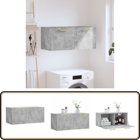 Armoire murale gris béton 80x36,5x35 cm bois d'ingénierie - Armoire ...