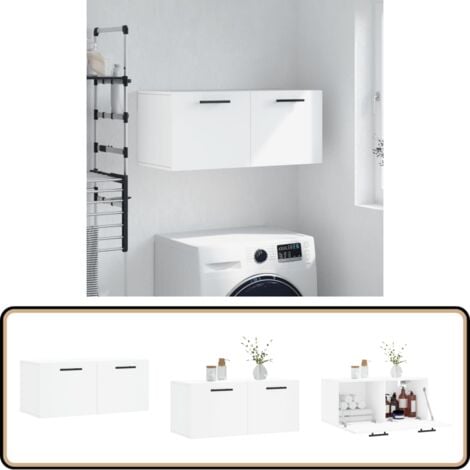 Armoire murale blanc 80x36,5x35 cm bois d'ingénierie - Armoire Murale ...
