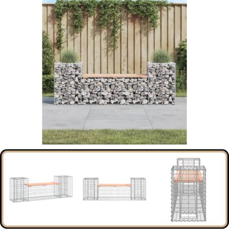 Banc de jardin design gabion 183x41x60,5 cm bois massif douglas - Banc ...