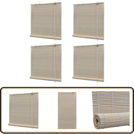 Stores à rouleau Bambou naturel 4 pcs 120x160 cm - Stores Vénitiens ...