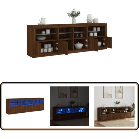 Buffet avec lumières LED chêne marron 202x37x67 cm - Buffet Design ...