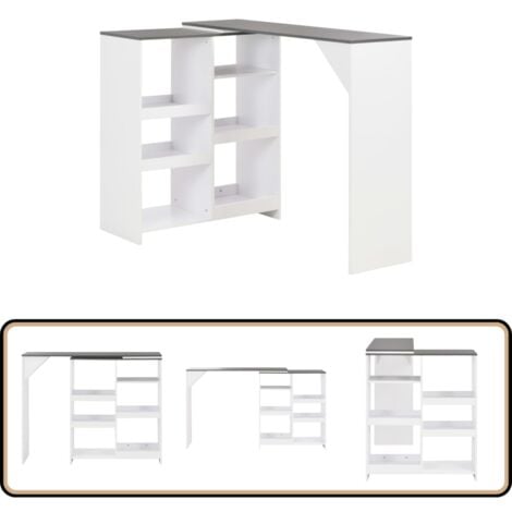 Table de bar avec tablette amovible Blanc 138x39x110 cm - Table De Bar ...