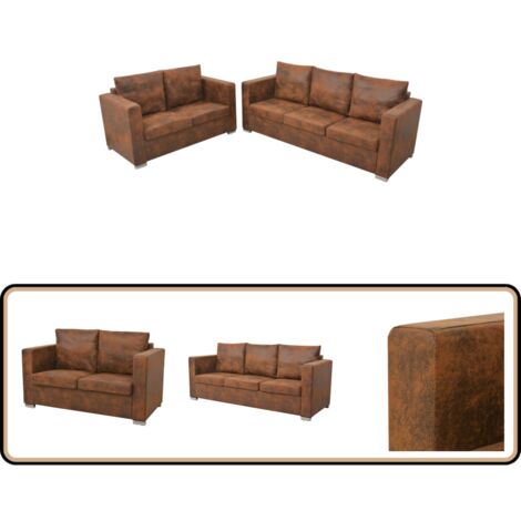 Ensemble de canapés 2 pcs cuir daim artificiel - Canape - Canapé ...