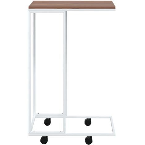 Table d'appoint avec roues Blanc 40x30x63,5cm Bois d'ingénierie - Table ...