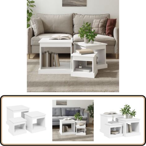 Tables basses 3 pcs blanc bois d'ingénierie - Table Basse - Meubles De ...