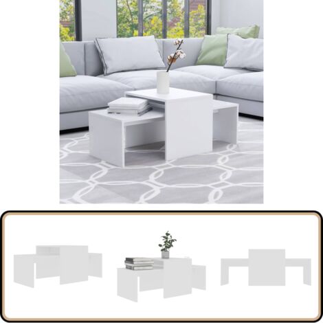 Ensemble de tables basses Blanc 100x48x40 cm bois d’ingénierie - Table Basse Blanche - Ensemble ...