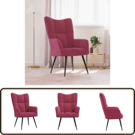 Chaise de relaxation Rouge bordeaux Velours - Fauteuil Relaxant ...