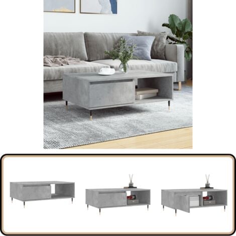 Table basse gris béton 90x60x35 cm bois d'ingénierie - Table Basse - Meuble Salon - Table D ...