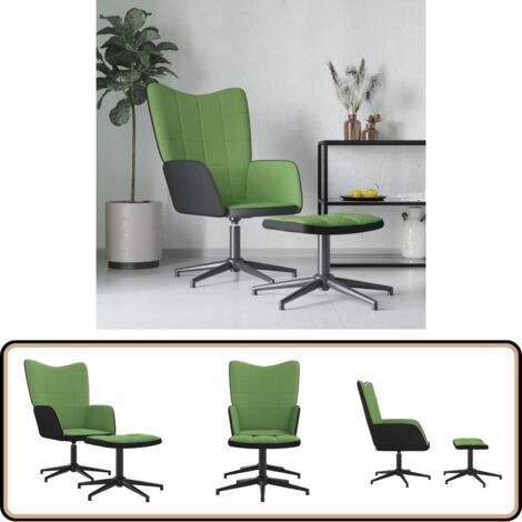 Chaise de relaxation avec tabouret Vert clair Velours et PVC - Chaise ...