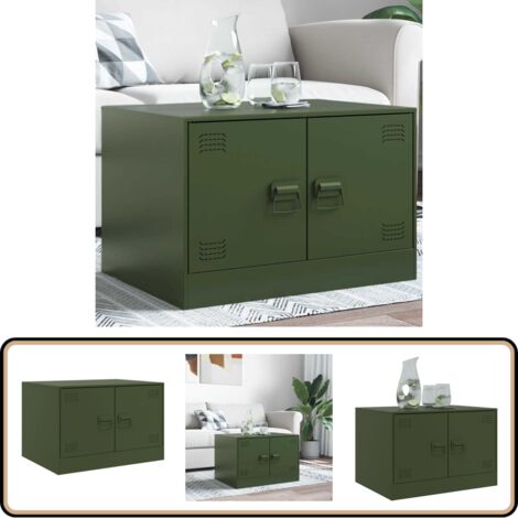 Table basse vert olive 67x50x44 cm acier - Table Basse - Table D ...