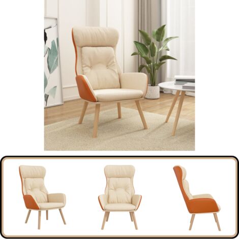 vidaXL Chaise de relaxation Crème Tissu et PVC