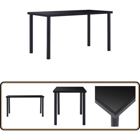 Table à manger Noir 140x70x75 cm Verre trempé - Table À Manger - Table ...