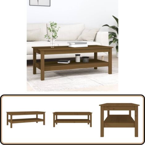 Table basse Marron miel 110x50x40 cm Bois massif de pin - Table Basse - Meuble TV - Table D ...