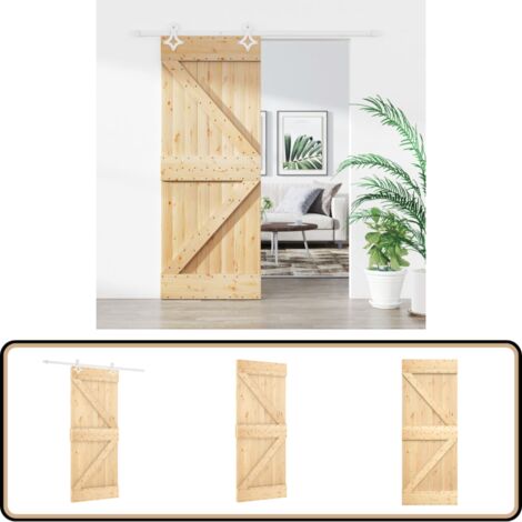 Porte coulissante et kit de quincaillerie 80x210 cm pin massif - Portes ...