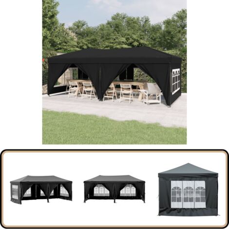 Tente de réception pliable avec parois Noir 3x6 m - Tents De Réception ...