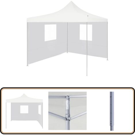 Tente de réception pliable avec 2 parois 3x3 m Acier Blanc - Tents De ...
