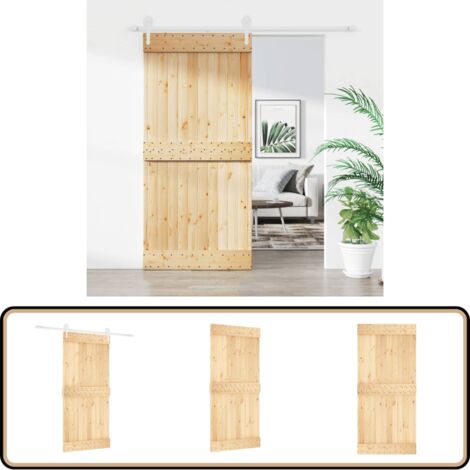 Porte coulissante et kit de quincaillerie 95x210 cm pin massif - Portes ...