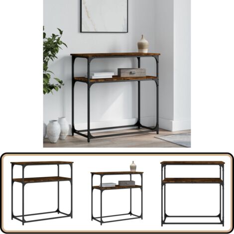 Table console chêne fumé 75x35,5x75 cm bois d'ingénierie - Table Basse ...