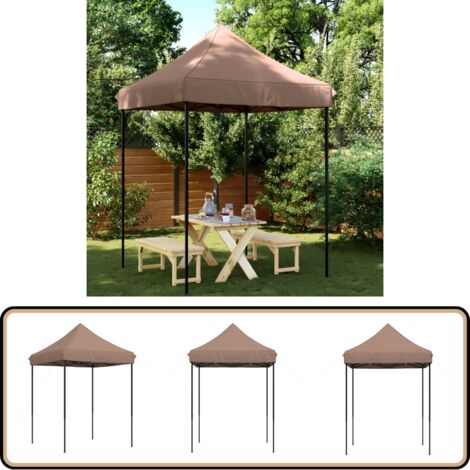 Tente de réception pliable escamotable marron 200x200x306 cm - Tents ...