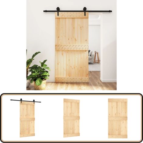 Porte coulissante et kit de quincaillerie 100x210 cm pin massif ...