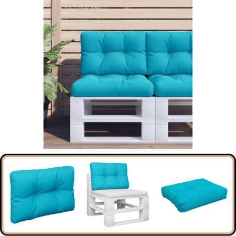 Coussin de palette turquoise 50x40x12 cm tissu - Coussin Exterieur ...