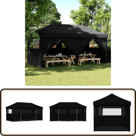 Tente de réception pliable escamotable 4 parois latérales noir - Tente ...