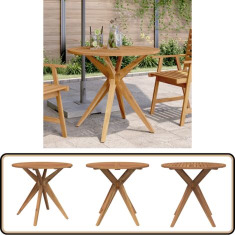 Table de jardin ronde Ø85x75 cm bois d'acacia solide - Table De Jardin ...