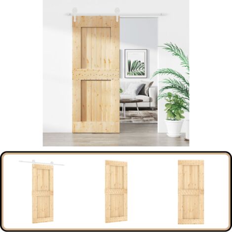 Porte coulissante et kit de quincaillerie 85x210 cm pin massif - Portes ...