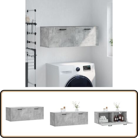 Armoire murale gris béton 100x36,5x35 cm bois d'ingénierie - Armoire ...