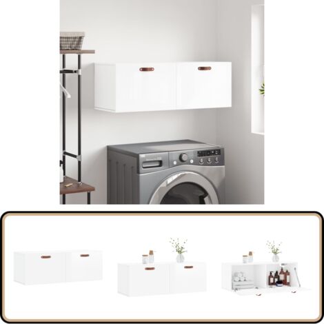 Armoire murale blanc brillant 100x36,5x35 cm bois d'ingénierie ...
