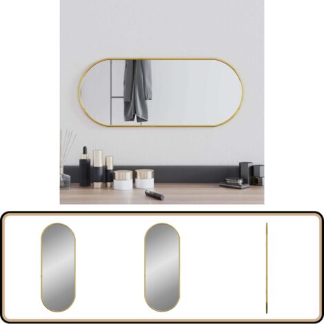 Miroir mural Doré 60x25 cm Ovale - Miroir Mural - Miroir Doré - Miroir ...