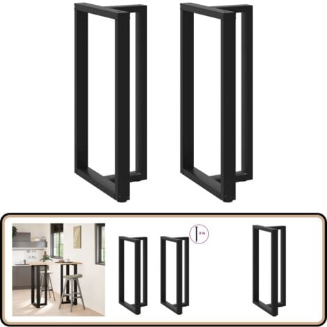 vidaXL Pieds de table de bar forme de T 2 pcs noir 60x35x(110-111) cm