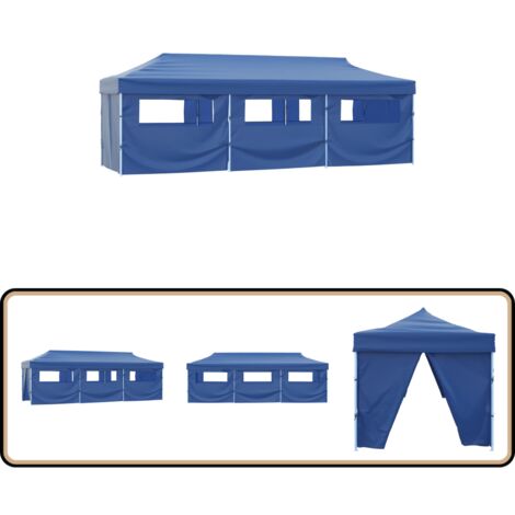 Tente de réception pliable avec 8 parois 3x9 m Bleu - Tents De ...