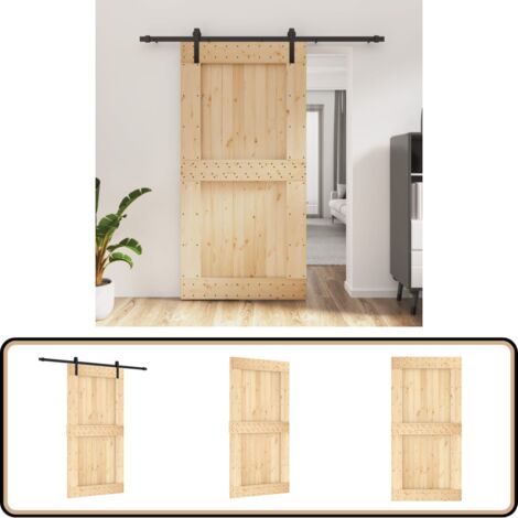 Porte coulissante et kit de quincaillerie 100x210 cm pin massif ...