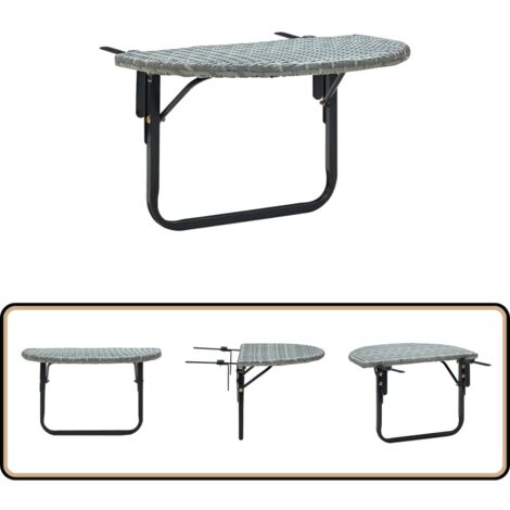 Table de balcon Gris 60x60x40 cm Résine tressée - Table De Balcon ...