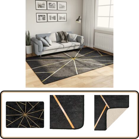 Tapis lavable noir et doré 160x230 cm antidérapant - Tapissalon - Tapis ...