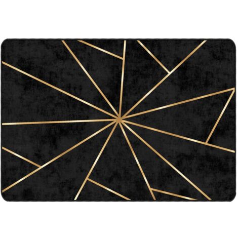 Tapis lavable noir et doré 160x230 cm antidérapant - Tapissalon - Tapis ...