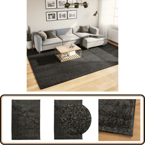 Tapis ISTAN à poils longs aspect brillant anthracite 240x340 cm - Tappeto Design Intérieur ...