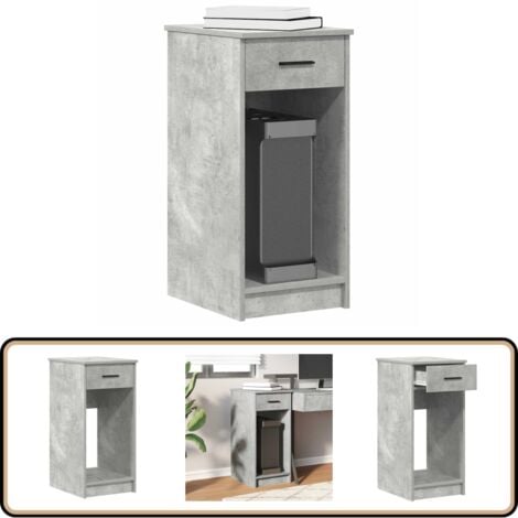 vidaXL Support de tour d'ordinateur et tiroir gris béton 35x45x77 cm