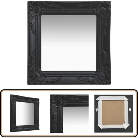 Miroir mural style baroque 40x40 cm noir - Miroir Mural - Miroir ...