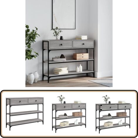 Table console sonoma gris 100x25x75 cm bois d'ingénierie - Table Basse ...