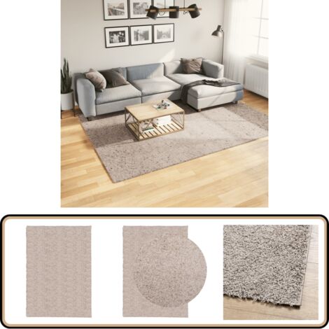Tapis shaggy PAMPLONA poils longs moderne beige 200x280 cm - Tapis Shag - Tapis Long Poil ...