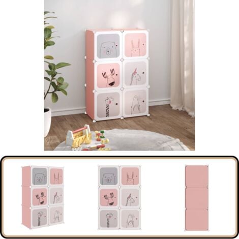 Armoire de rangement pour enfants avec 6 cubes Rose PP - Meuble Enfant ...
