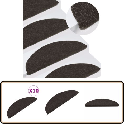 Tapis d'escalier auto-adhésifs 10 pcs noir 65x22,5x3,5 cm - Tapis D ...